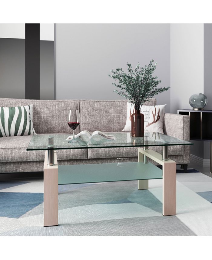 Simplie Fun Modern Clear Glass Coffee Table for Living Room - Macy's