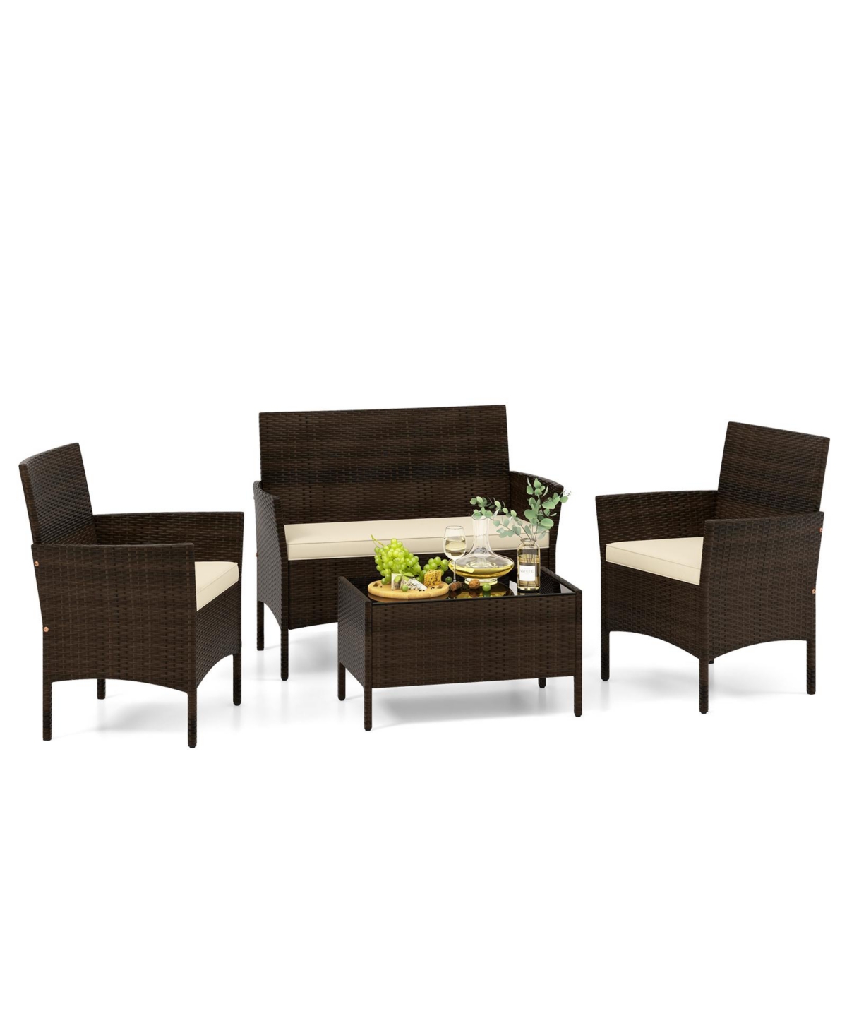 Click here for Slickblue 4 Piece Patio Rattan Conversation Set wi... prices