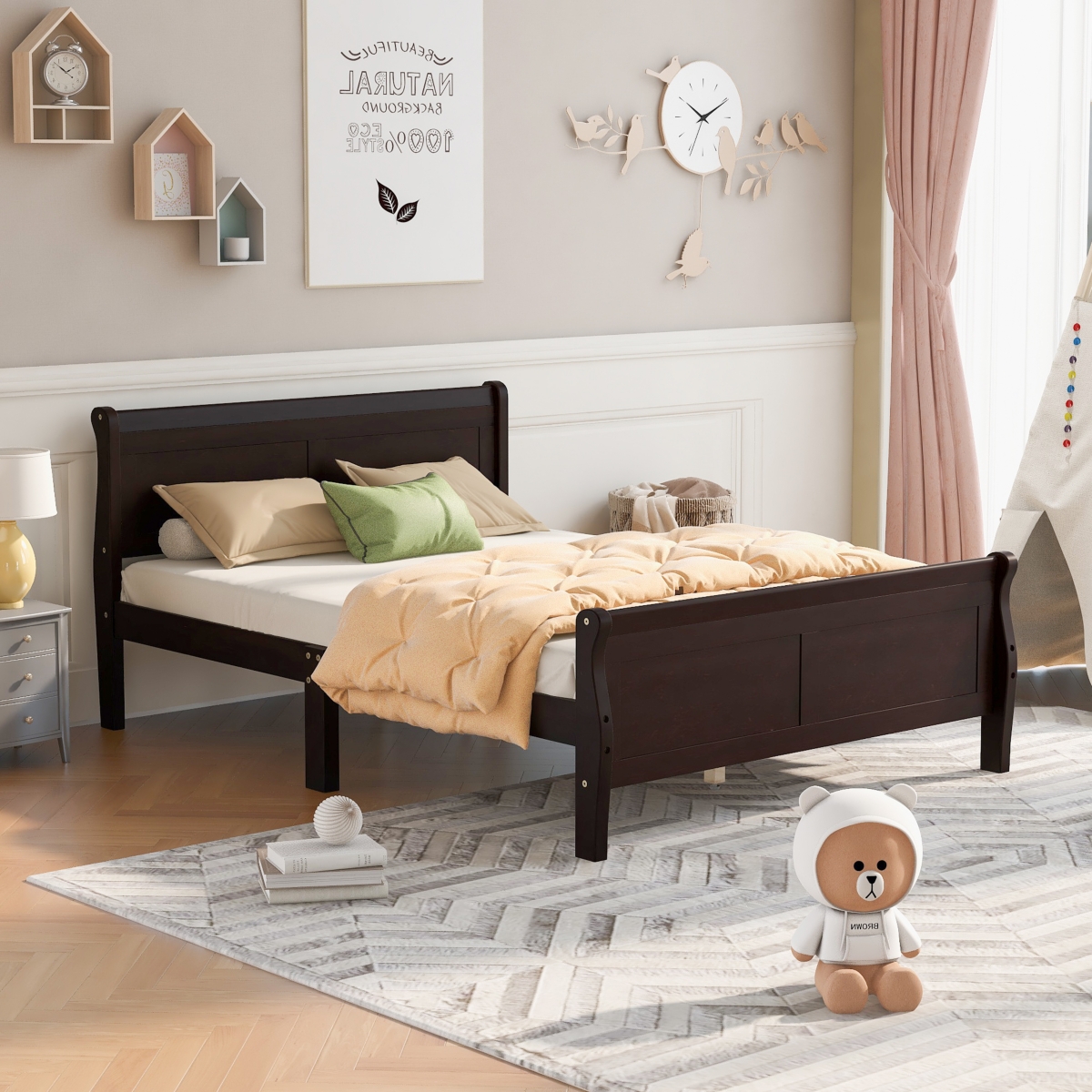 Click here for Streamdale Queen Size Wood Platform Bed With Headb... prices