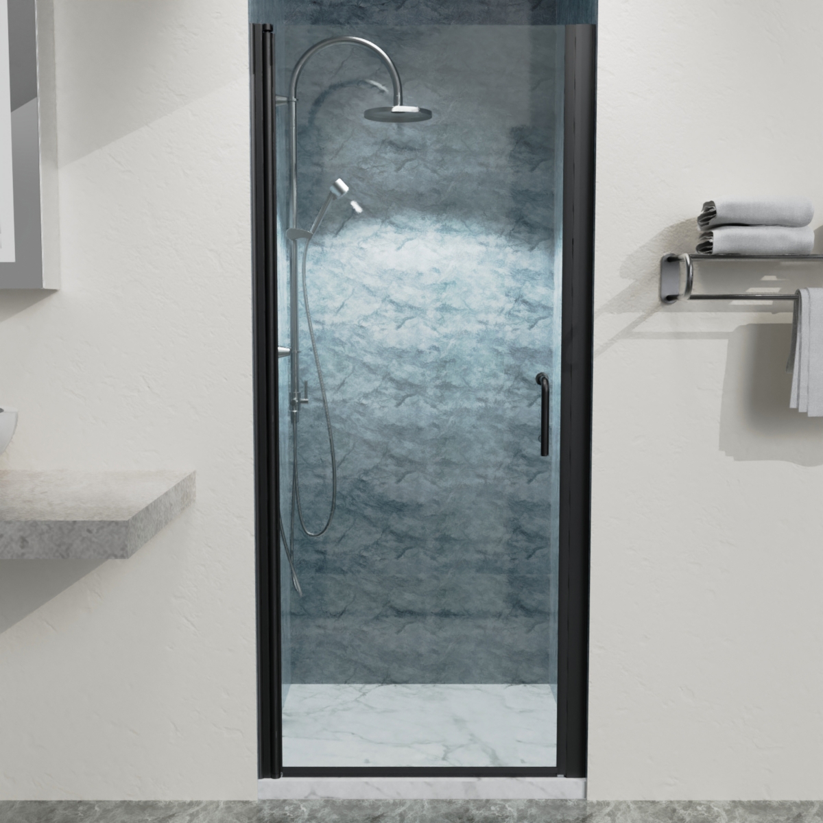 Click here for Streamdale Matte Black Pivot Shower Door with Clea... prices