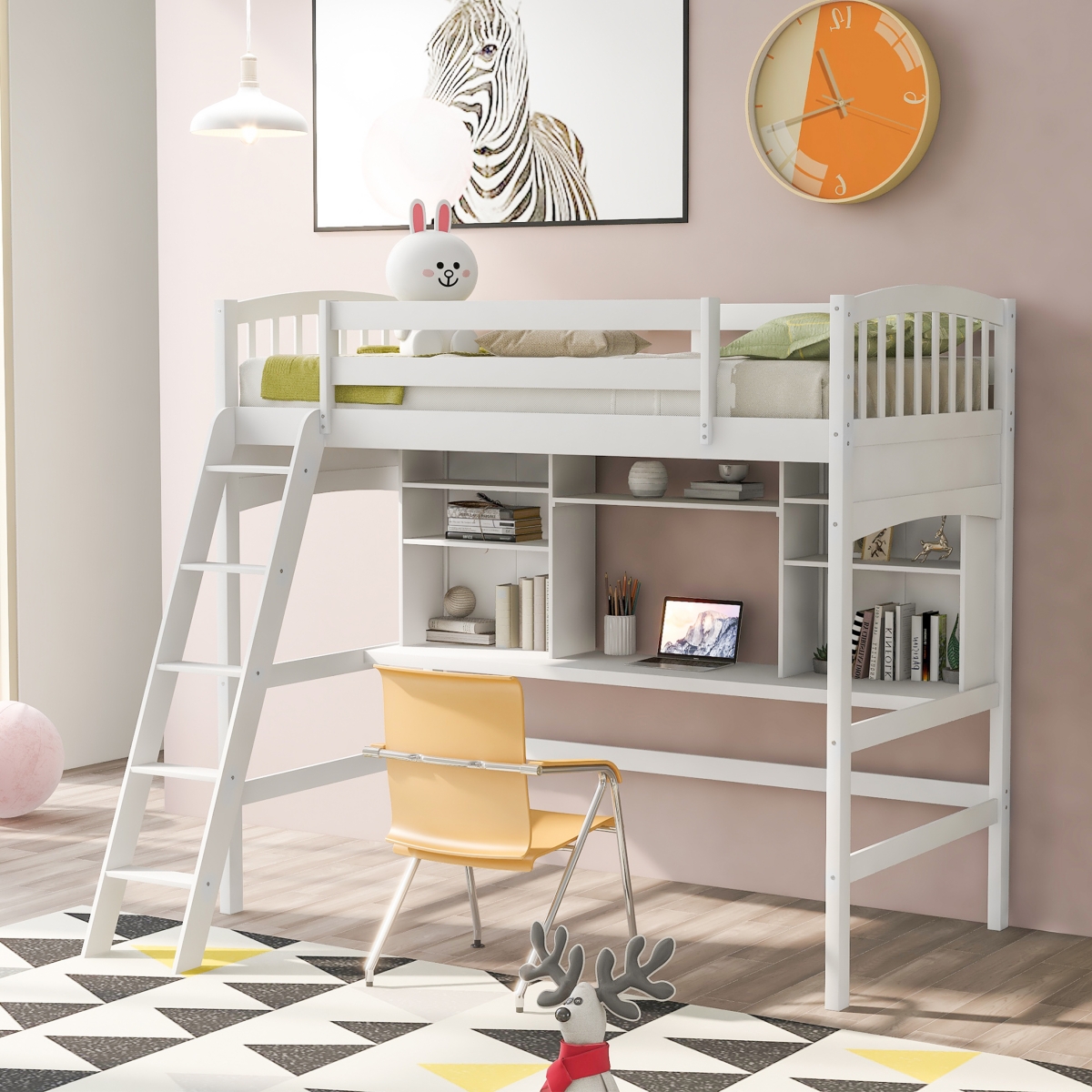 Click here for Streamdale Twin Size Loft Bed With Storage Shelves... prices
