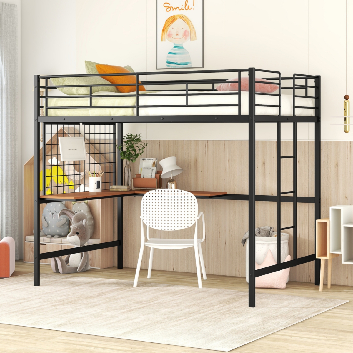 Click here for Simplie Fun Full Metal Loft Bed With Desk And Meta... prices