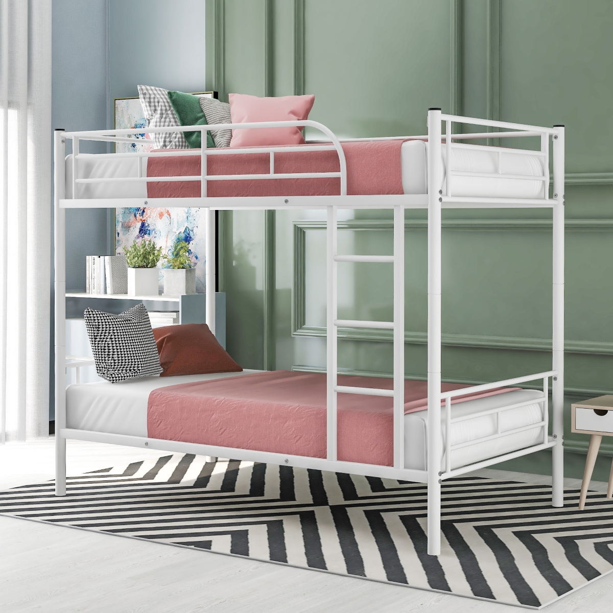 Click here for Streamdale Twin Over Twin Metal Bunk Bed - White prices