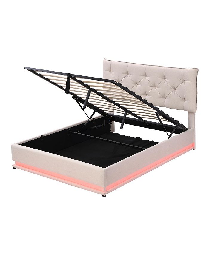 Simplie Fun Upholstered Storage Bed with LED Light - Macy's