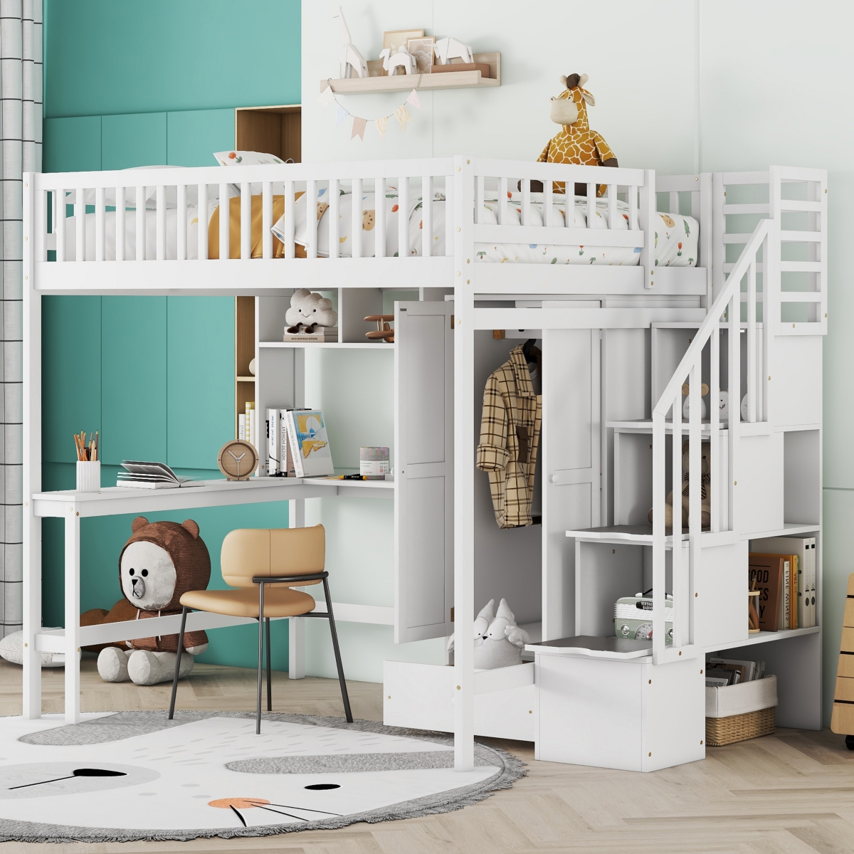 Click here for Streamdale Full Size Loft Bed With Bookshelf  Draw... prices