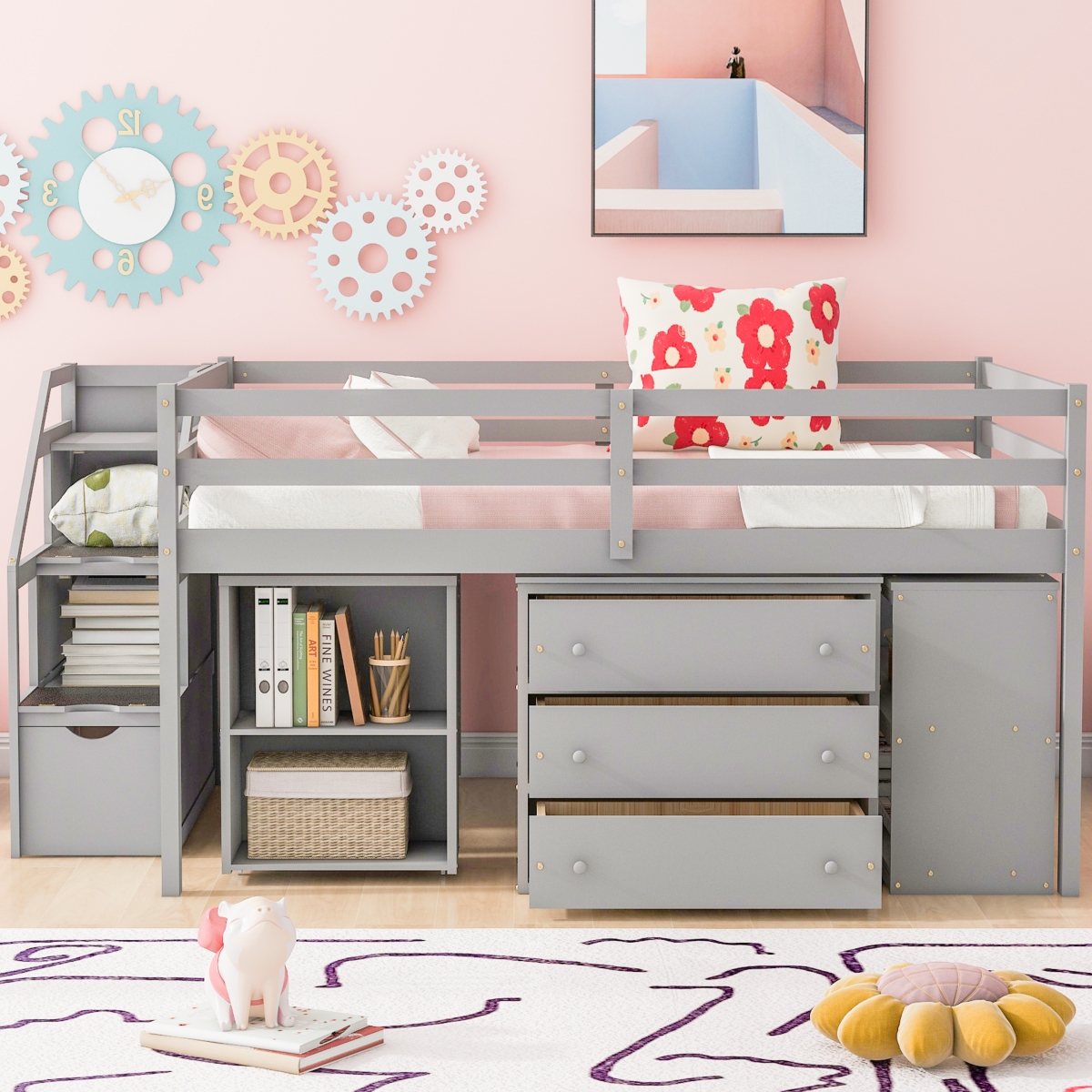 Click here for Streamdale Loft Bed with Desk  Drawers  Stairs  Sh... prices