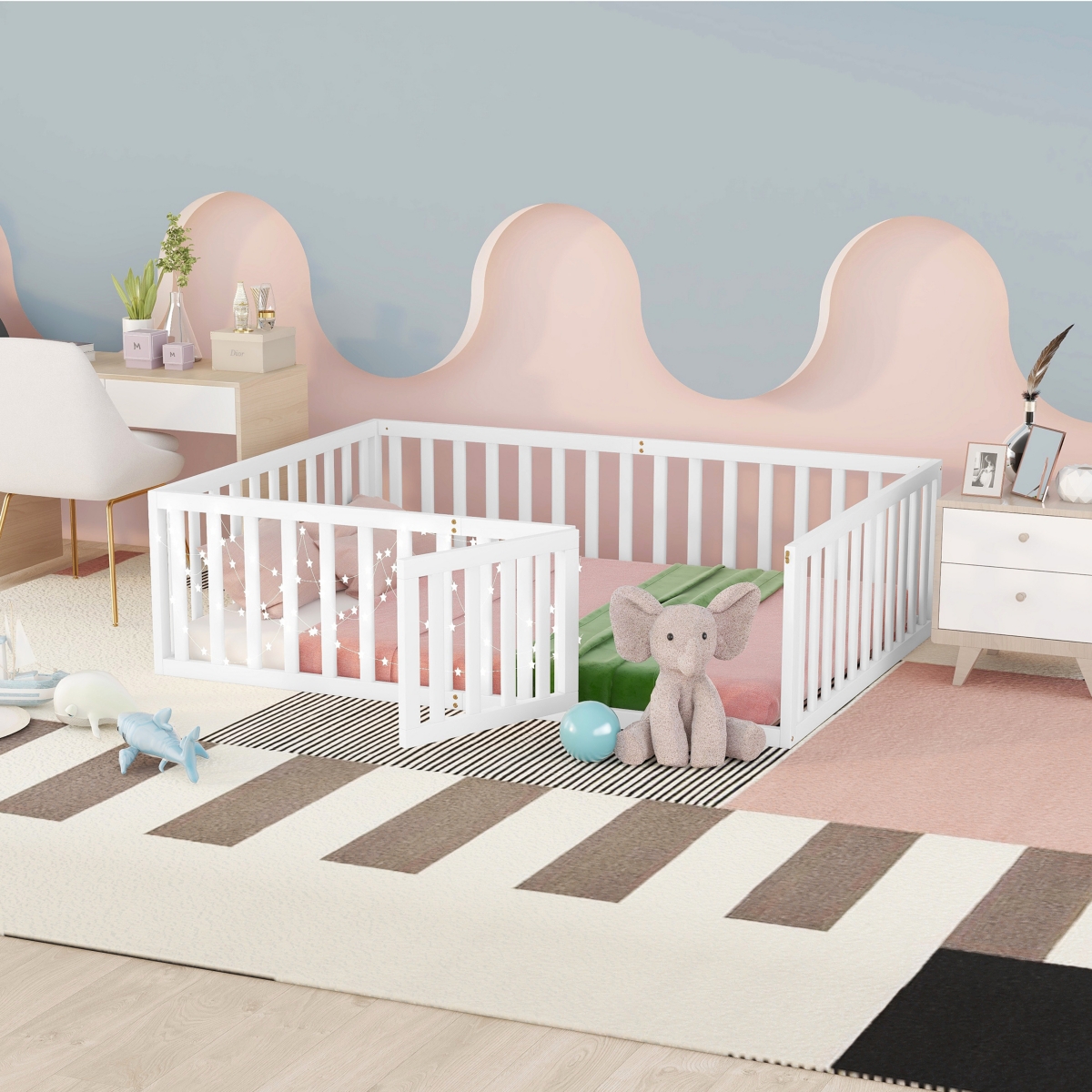 Click here for Streamdale Full Size Wood Daybed Frame With Fence... prices