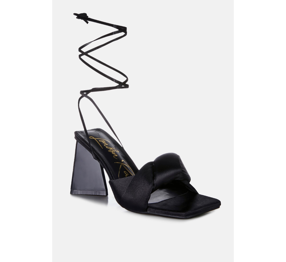 Click here for Pristine Satin Strap Triangular Block Heel Sandals... prices
