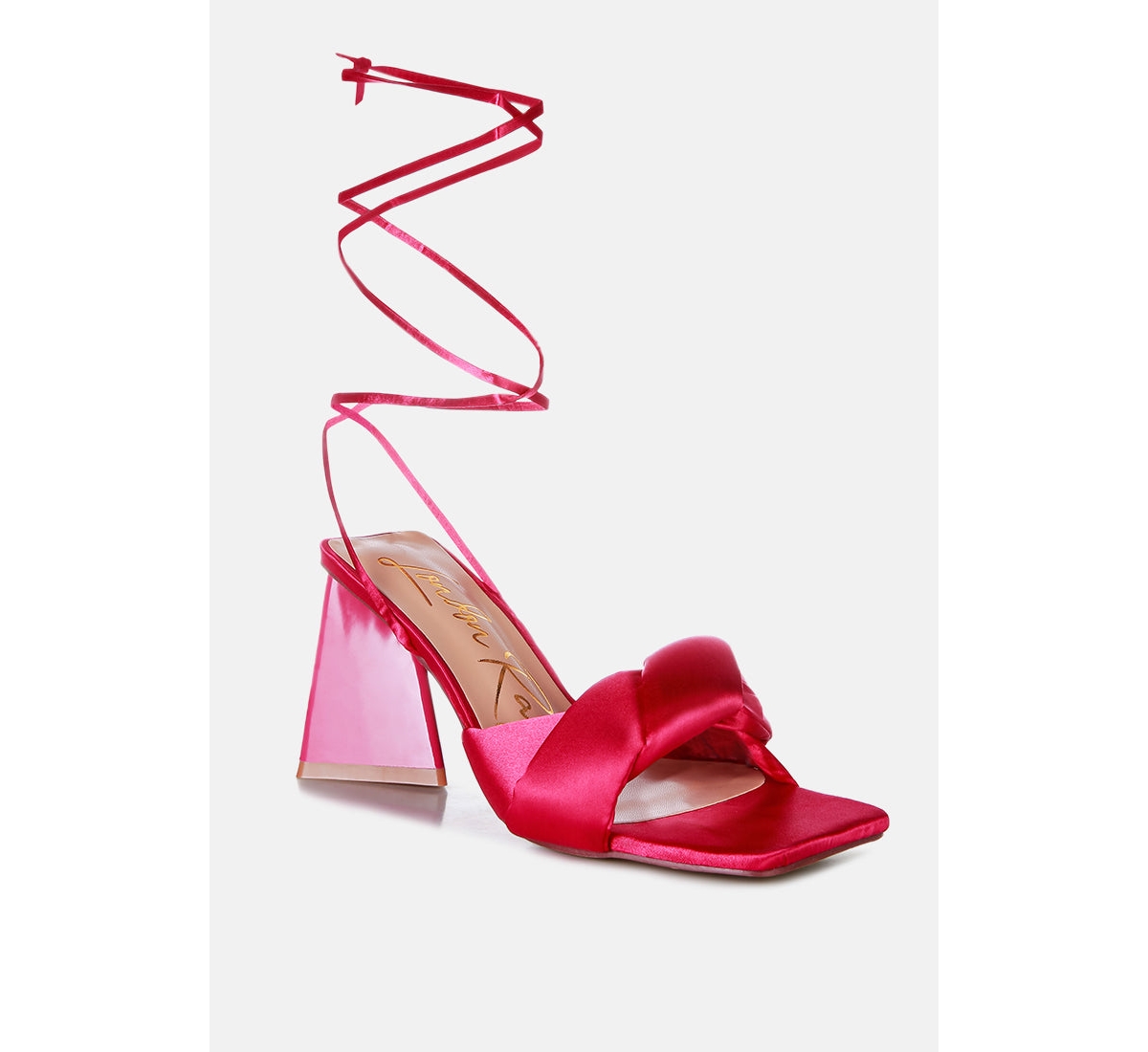 Click here for Pristine Satin Strap Triangular Block Heel Sandals... prices