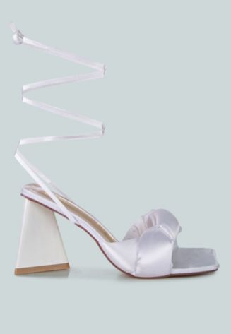 London Rag Pristine Satin Strap Triangular Block Heel Sandals - Macy's