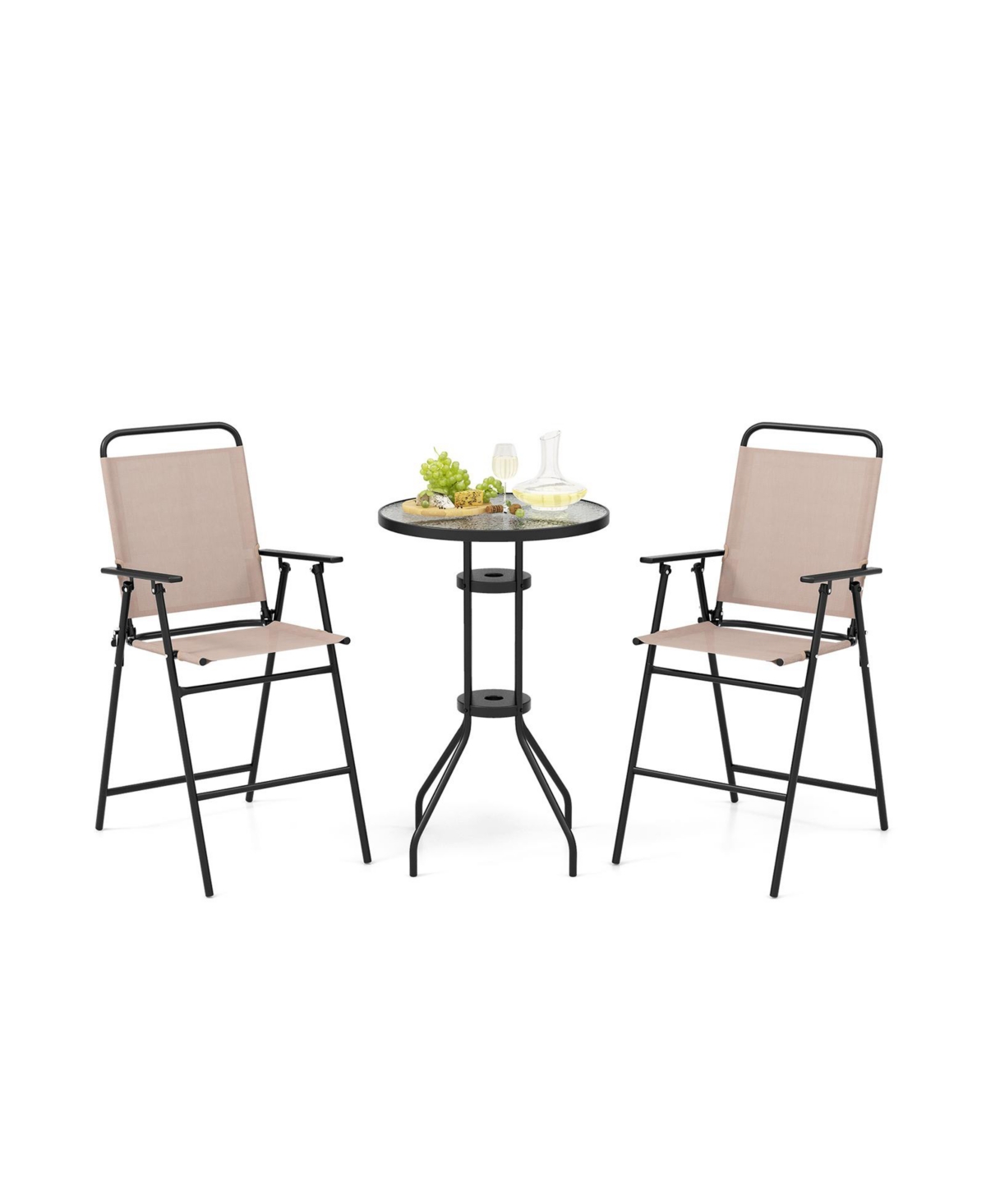 Click here for Slickblue 3 Pieces Outdoor Bistro Set with 2 Foldi... prices