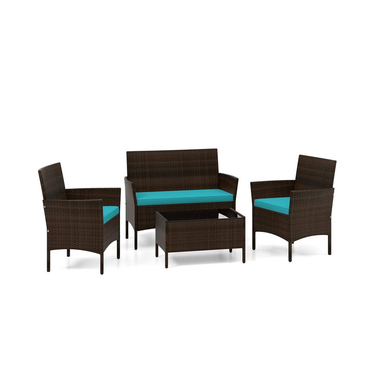 Click here for Slickblue 4 Piece Patio Rattan Conversation Set wi... prices