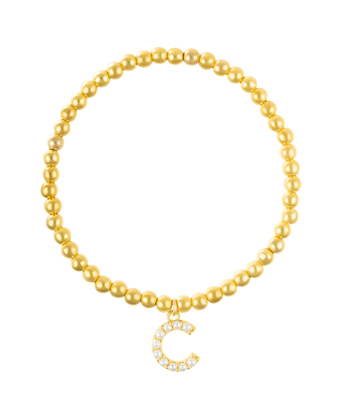 Click here for Adornia Gold Stretch Bead Imitation Pearl Letter B... prices