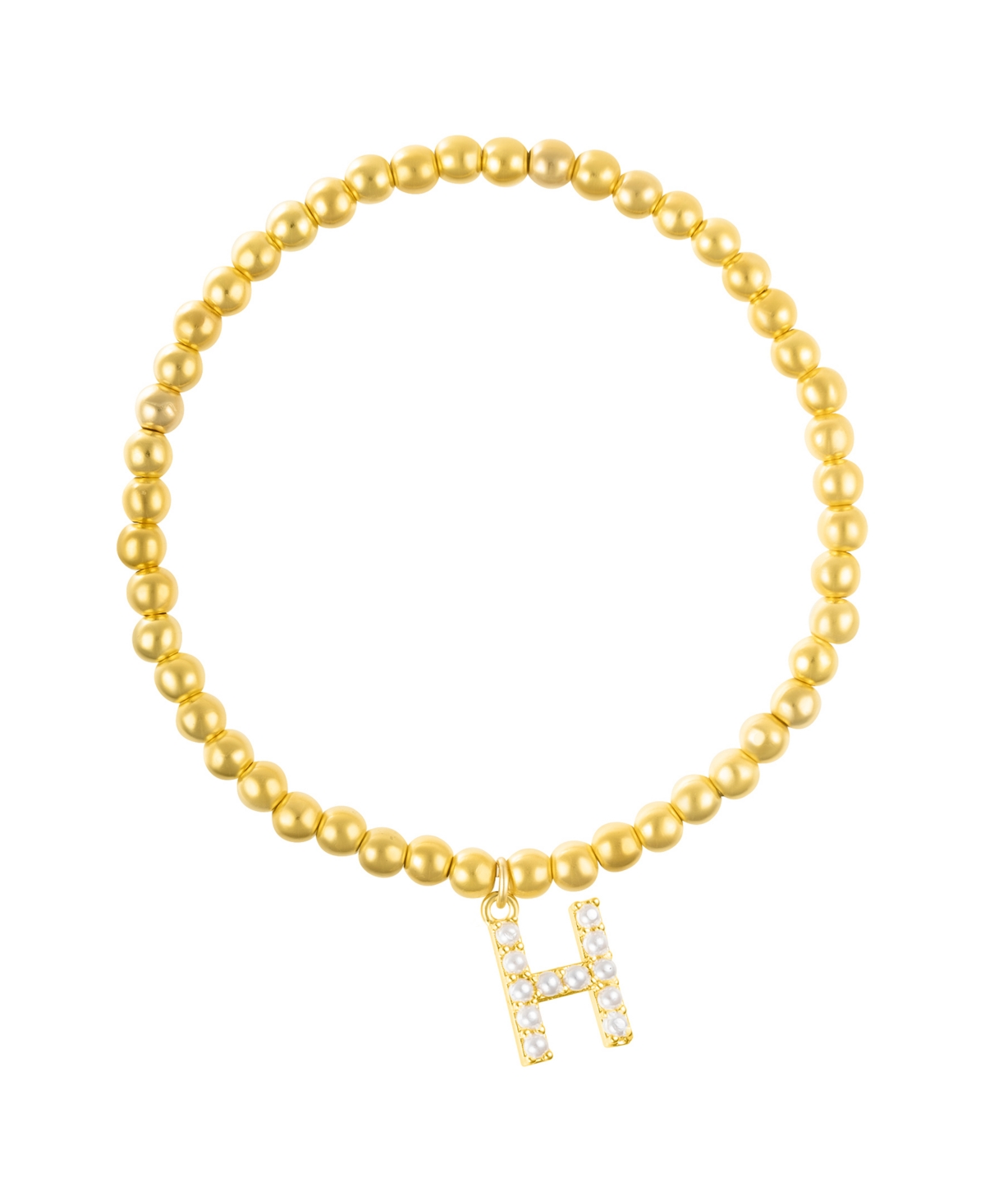 Click here for Adornia Gold Stretch Bead Imitation Pearl Letter B... prices