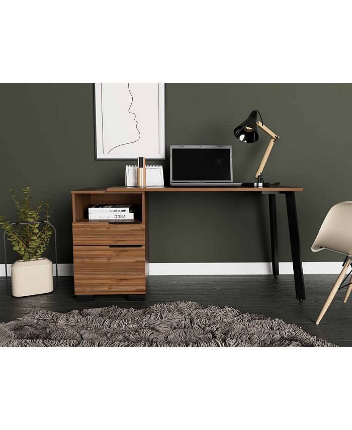 FM FURNITURE Petra Writing Desk, One Shelf, One Cabinet, One Drawer ...