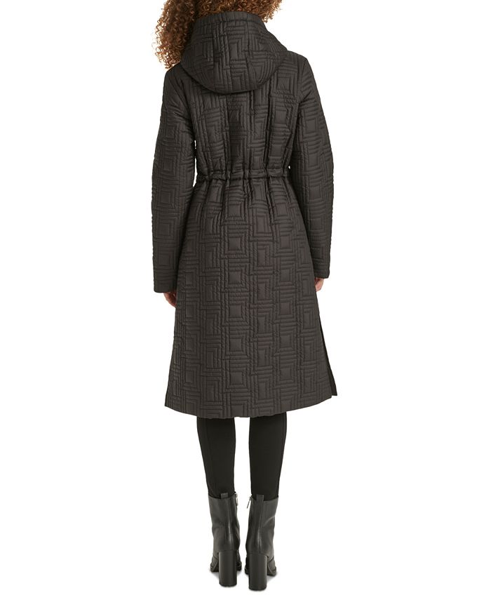 KARL LAGERFELD PARIS Women's Hooded Quilted Anorak Coat, Created for ...