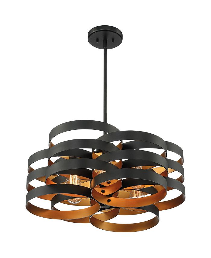 Possini Euro Design Zia Black Gold Metal Hanging Chandelier Lighting 25 ...