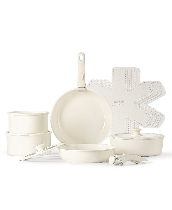 CAROTE 15pcs Pots and Pans Set, Ceramic Cookware Set Detachable Handle ...