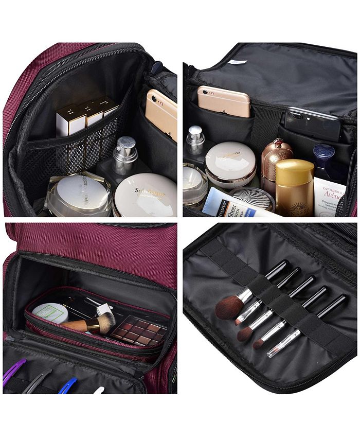 Byootique Beet Red Makeup Bag with Utility Pouch Soft Sided Cosmetic ...