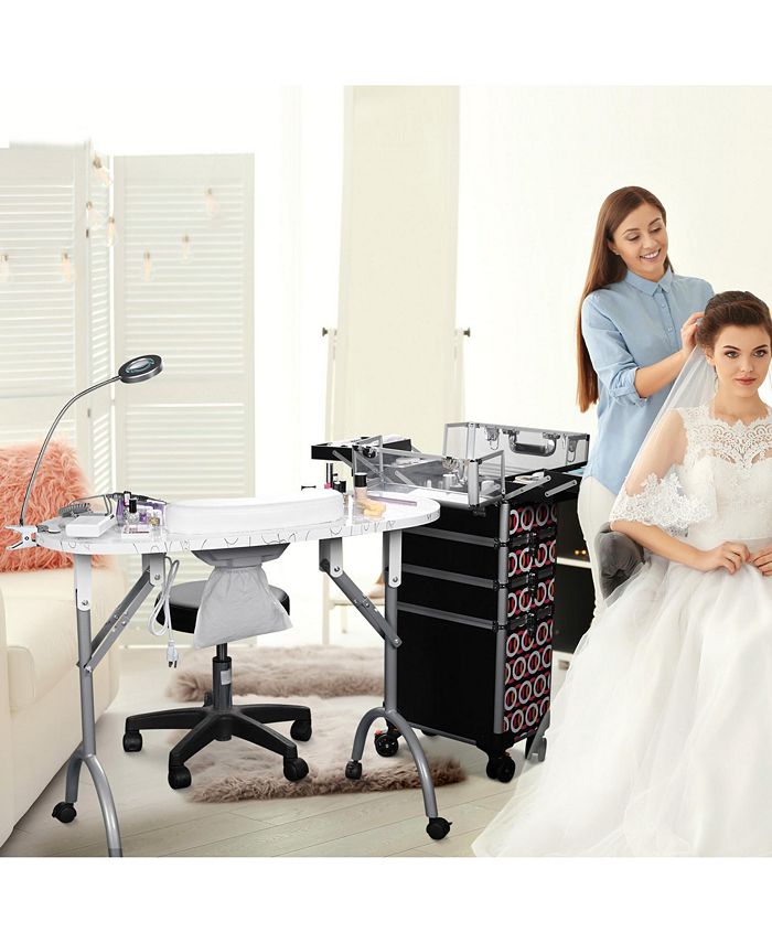 Byootique Folding Manicure Table Nail Polish Case Kit with Built-in ...