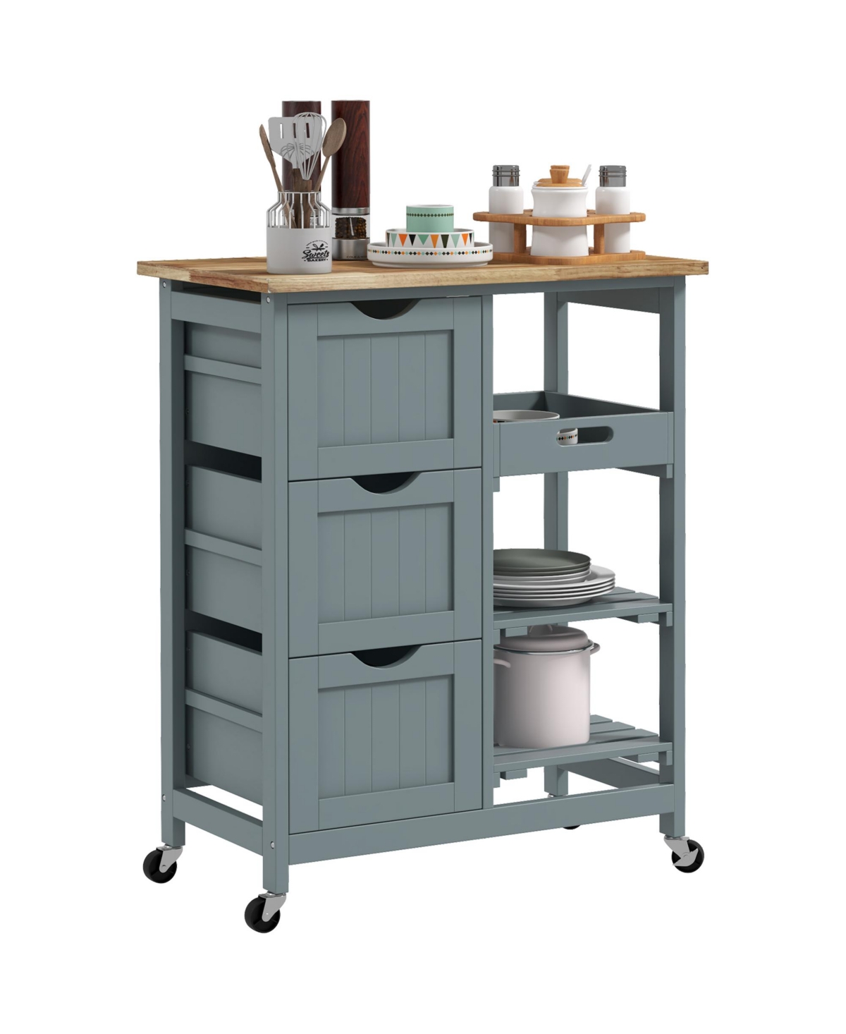 Click here for Homcom Rolling Kitchen Island Cart  Bar Serving Ca... prices