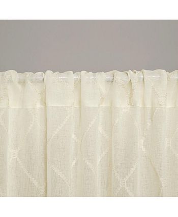 Madison Park Irina Diamond Sheer Embroidered Window Scarf Drapes - Macy's