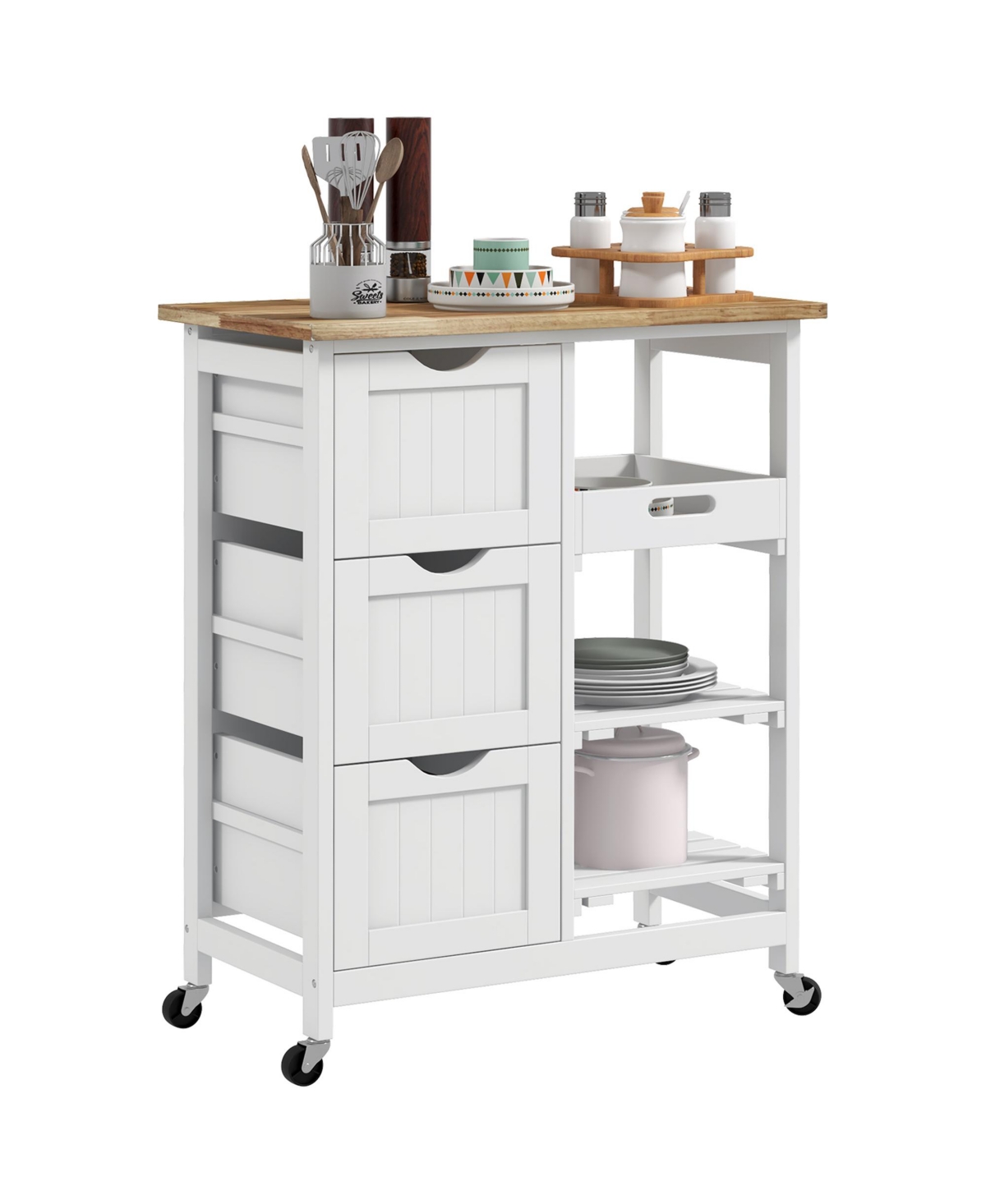 Click here for Homcom Rolling Kitchen Island Cart  Bar Serving Ca... prices