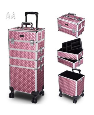 Byootique Antique Pink Rolling Makeup Case 4in1 Cosmetic Trolley ...
