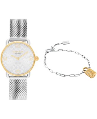 COACH Women's Two-Tone Elliot Stainless-Steel Watch Set 28mm - Macy's