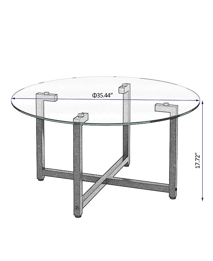 Simplie Fun Round Transparent Glass+ Leg Coffee Table, Clear Coffee ...