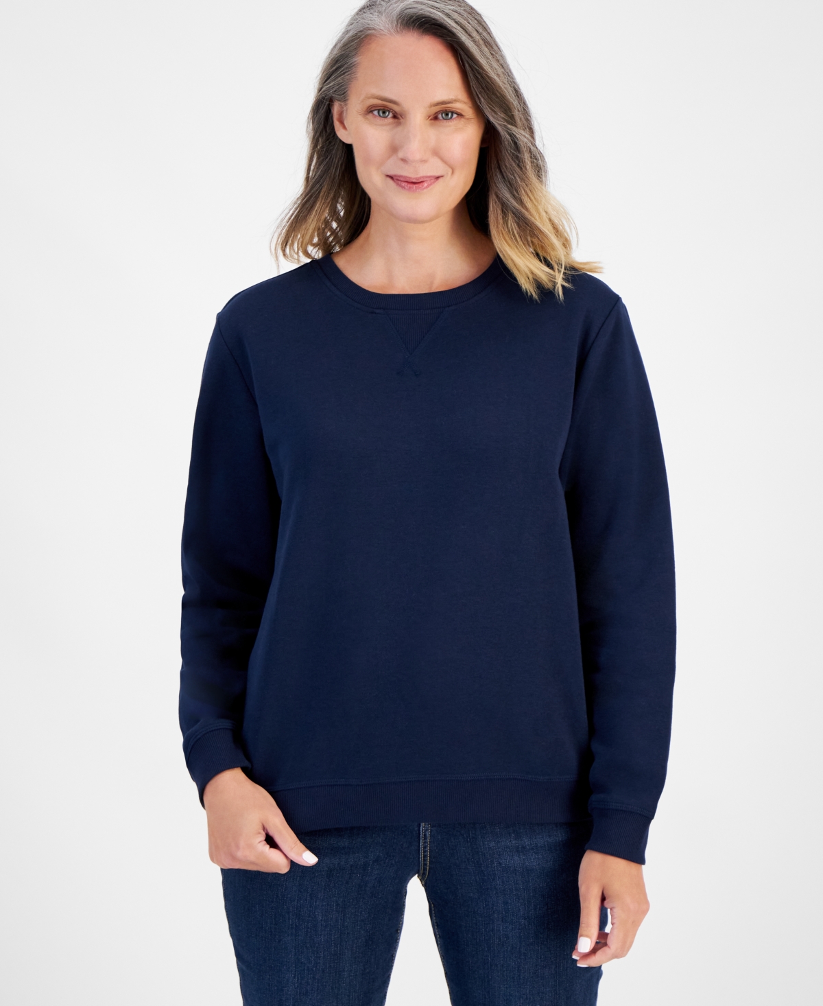 Click here for Style & Co Petite Crewneck Long-Sleeve Fleece Swea... prices