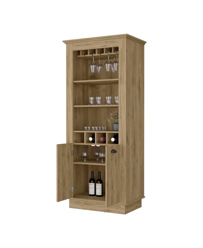 FM FURNITURE Hampton Bar Cabinet with 4-Built In Wine Rack, Glass ...