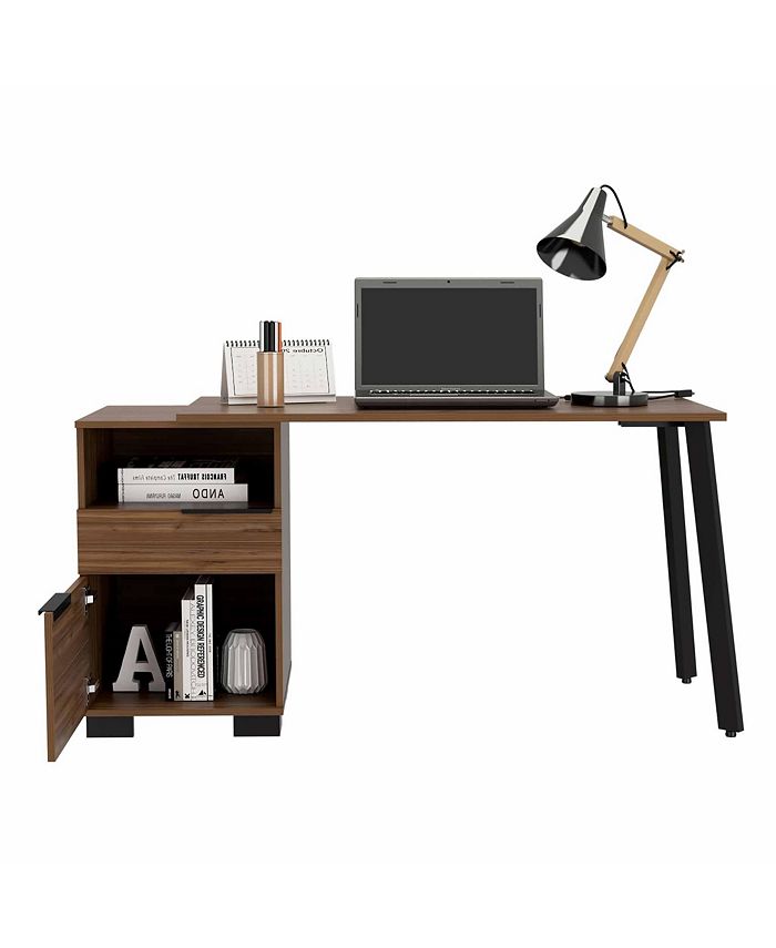 FM FURNITURE Petra Writing Desk, One Shelf, One Cabinet, One Drawer ...