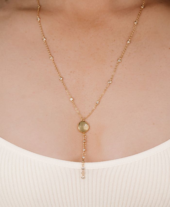 ETTIKA Polished Pebble Crystal Chain Lariat - Macy's
