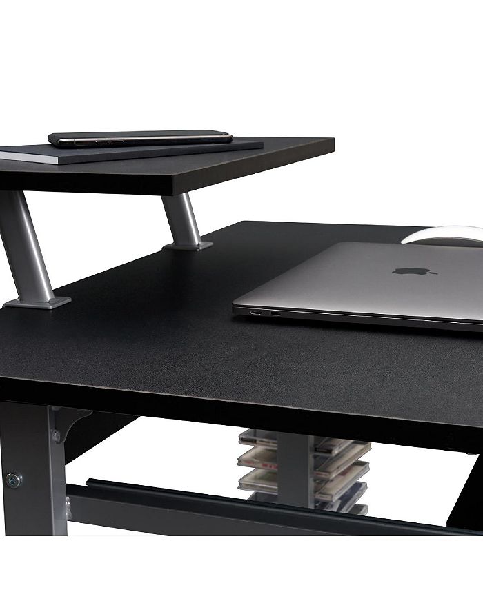 Simplie Fun Compact Computer Cart With Storage, Graphite - Macy's