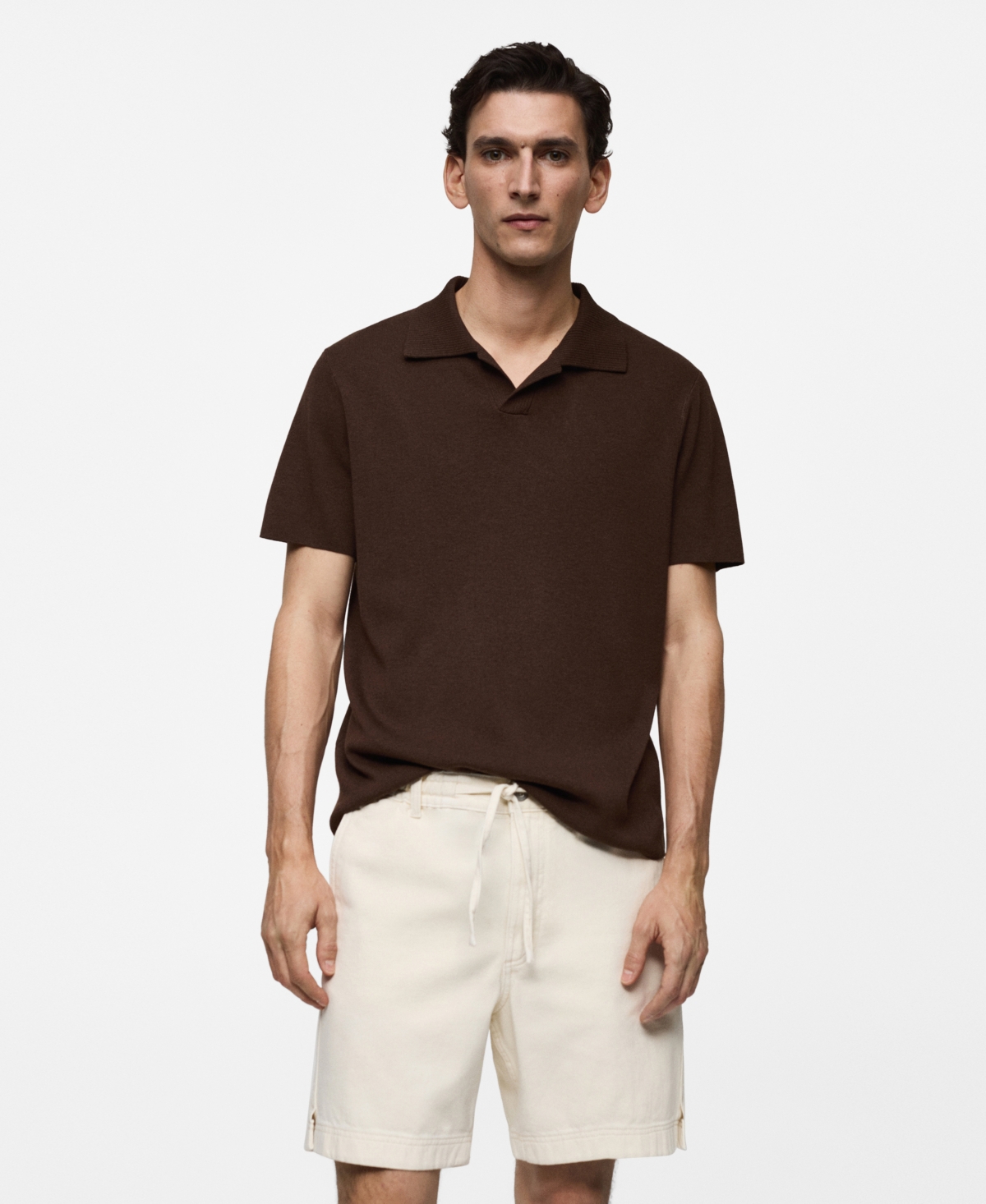 Click here for Mango Mens Slim-Fit Textured Cotton Polo Shirt - C... prices