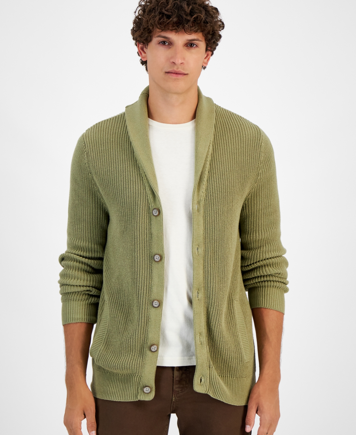 Sun + Stone Men's Alvin Cardigan Sweater, Created For Macy's In Hazy ...