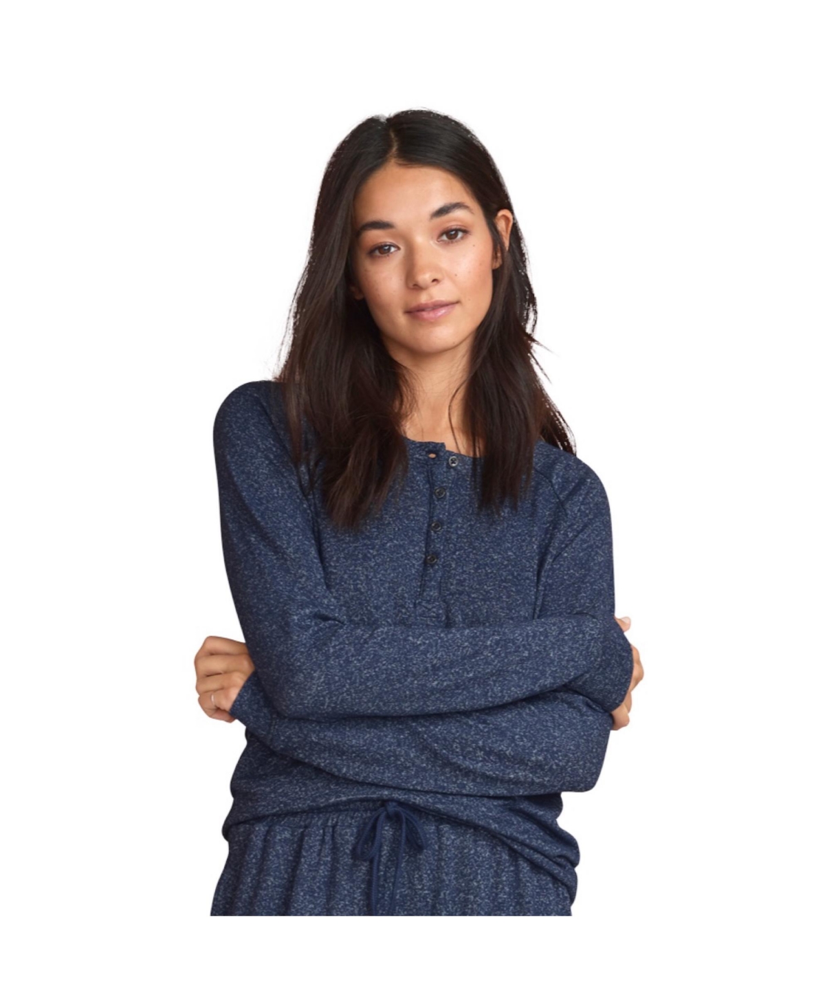 Click here for ellos Womens Plus Size Marled Henley Lounge Top -... prices