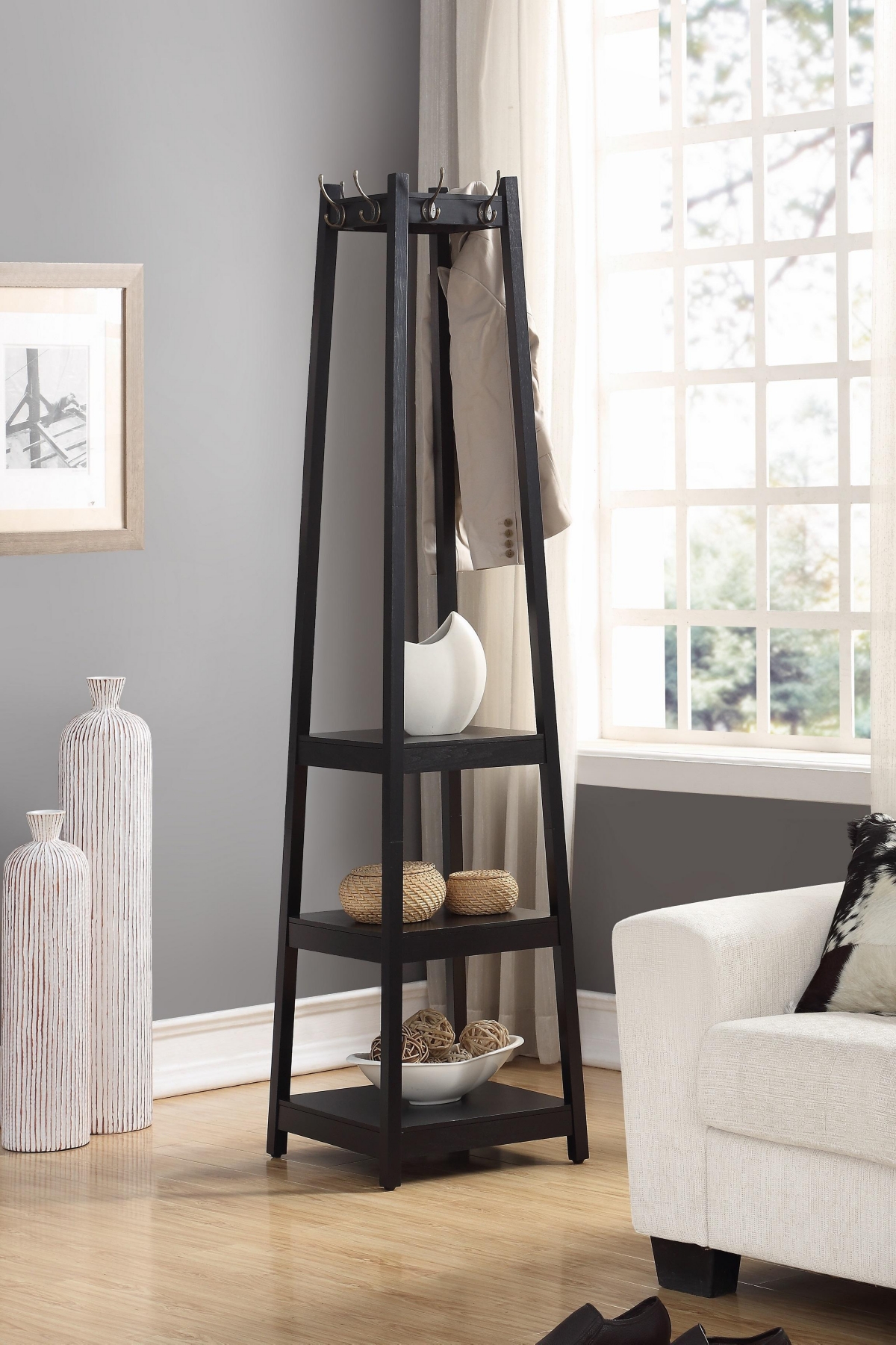 Click here for Streamdale Coat Rack w/ 3-Tier Storage Shelves in... prices