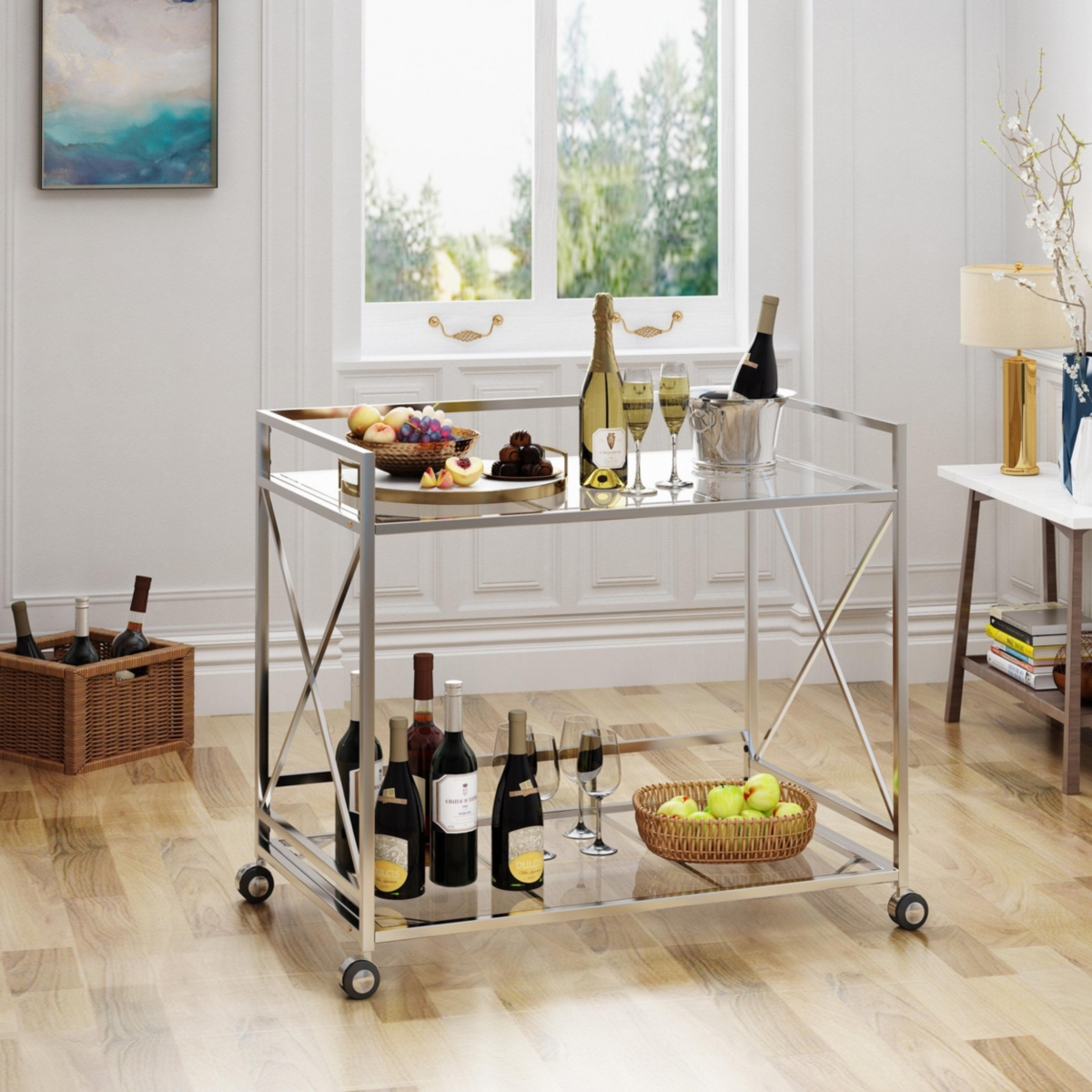 Click here for Streamdale Timeless Modern 2-Tier Bar Cart Sleek... prices