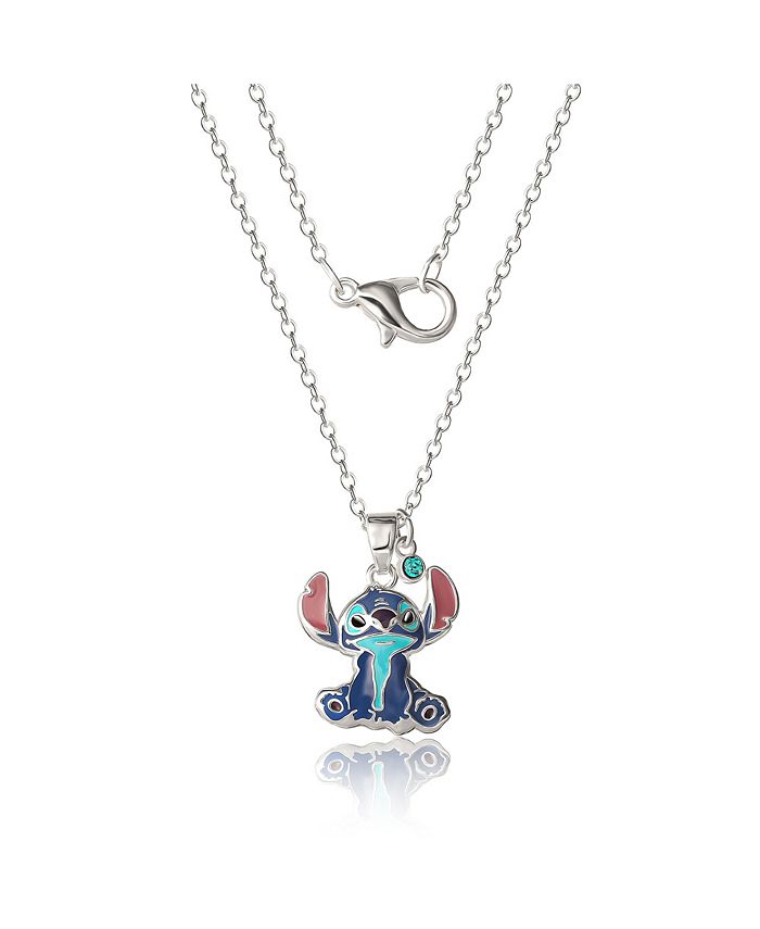Disney Stitch Silver Plated Enamel & Blue Crystal Sitting Stitch ...