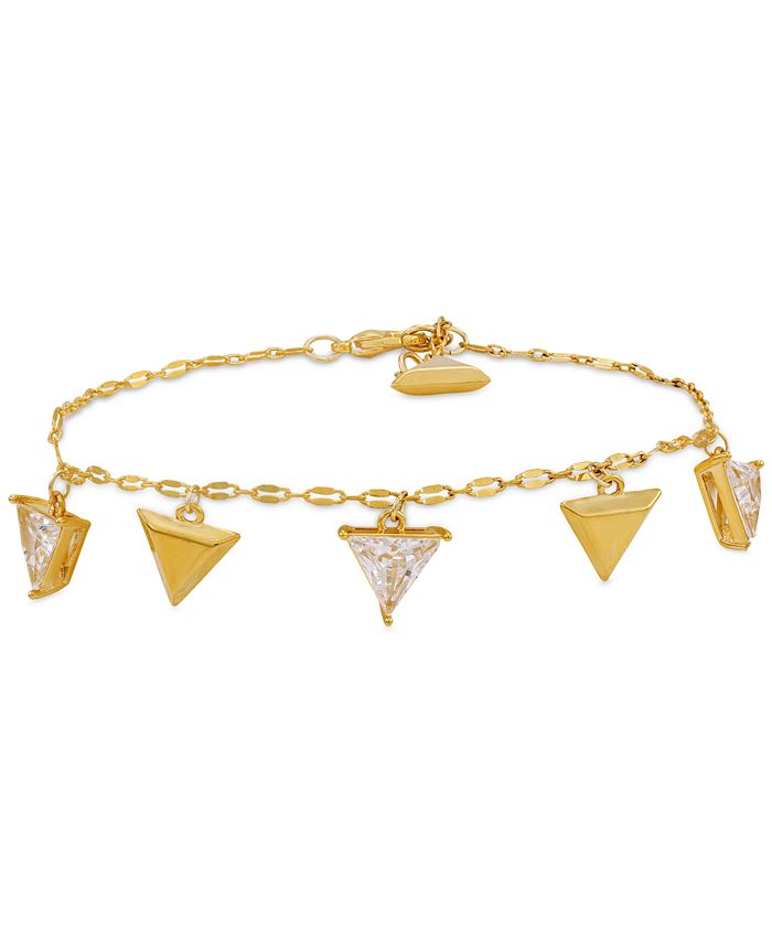 GUESS 14k Gold-Plated & Cubic Zirconia Triangle Charm Bracelet - Macy's