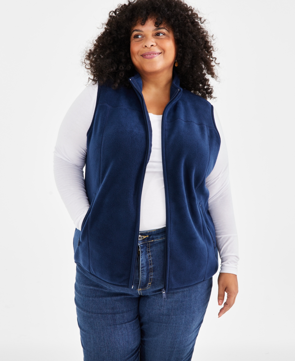 Click here for Style & Co Plus Size Solid Polar Fleece Vest  Excl... prices