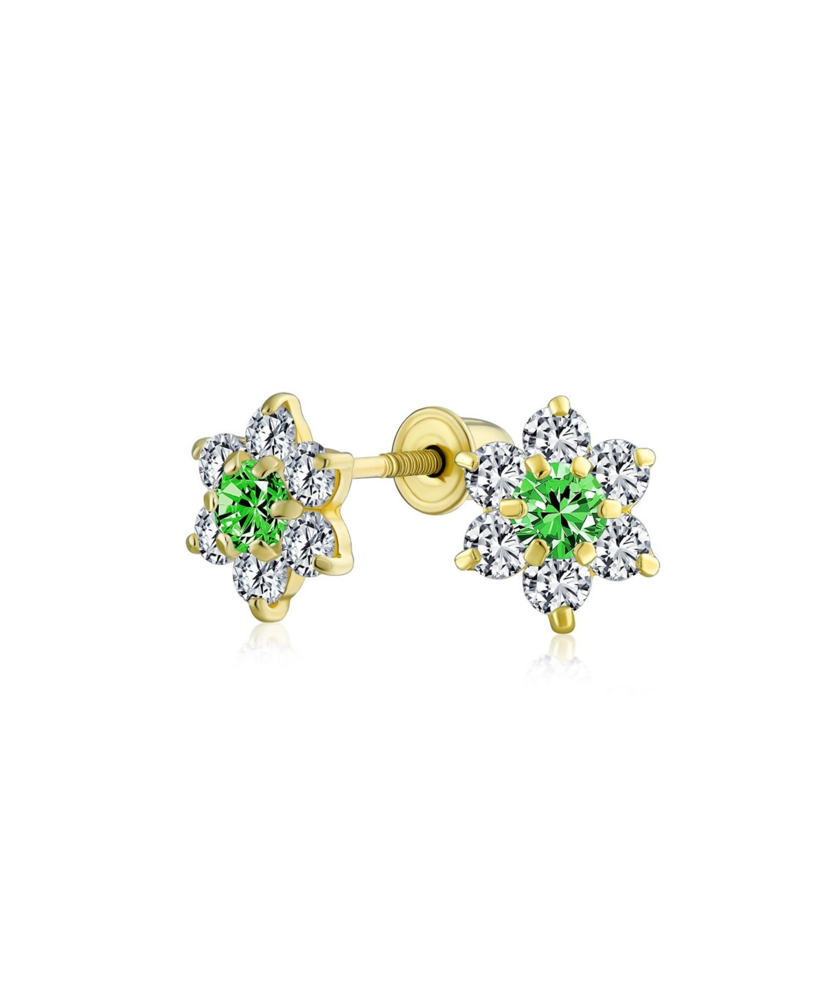 Click here for Tiny Green Cz Flower Stud Earrings Cubic Zirconia... prices