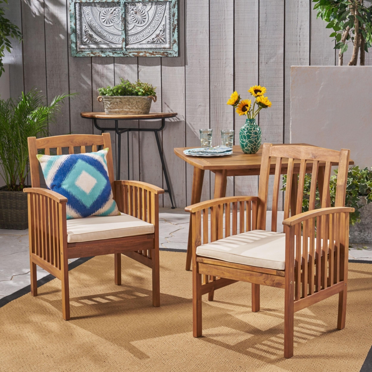 Click here for Streamdale Rustic Acacia Wood Dining Chairs with W... prices