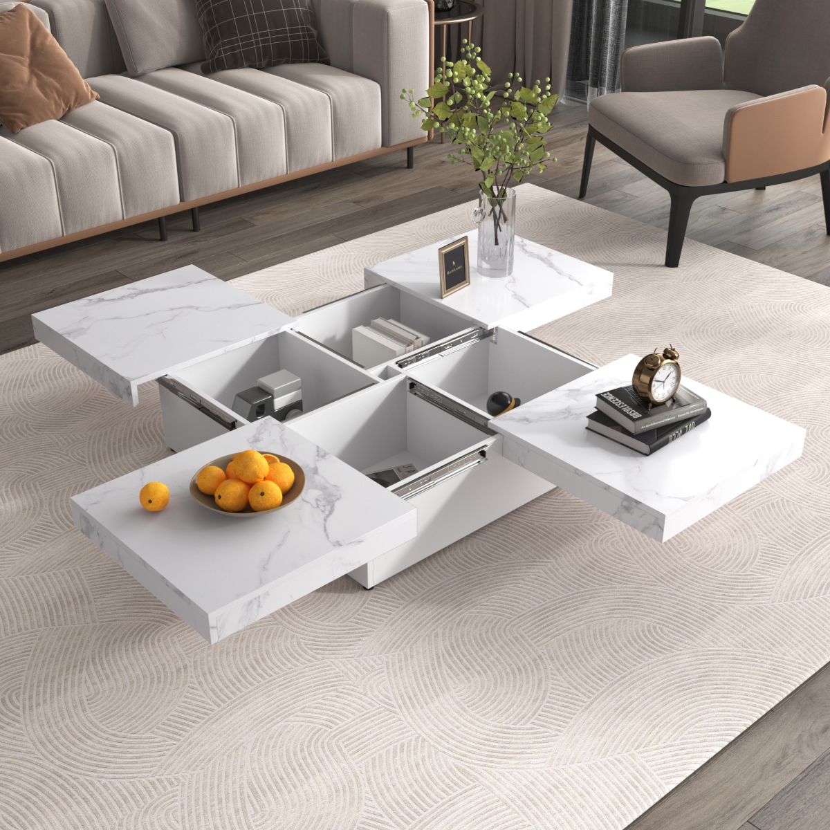 Click here for Streamdale Marble Veneer Sliding Top Coffee Table... prices