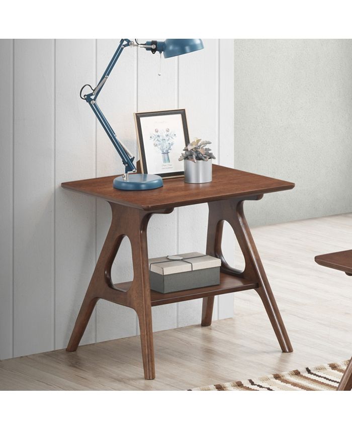 Simplie Fun Mid-Century Modern Wood End Table with Shelf - Macy's