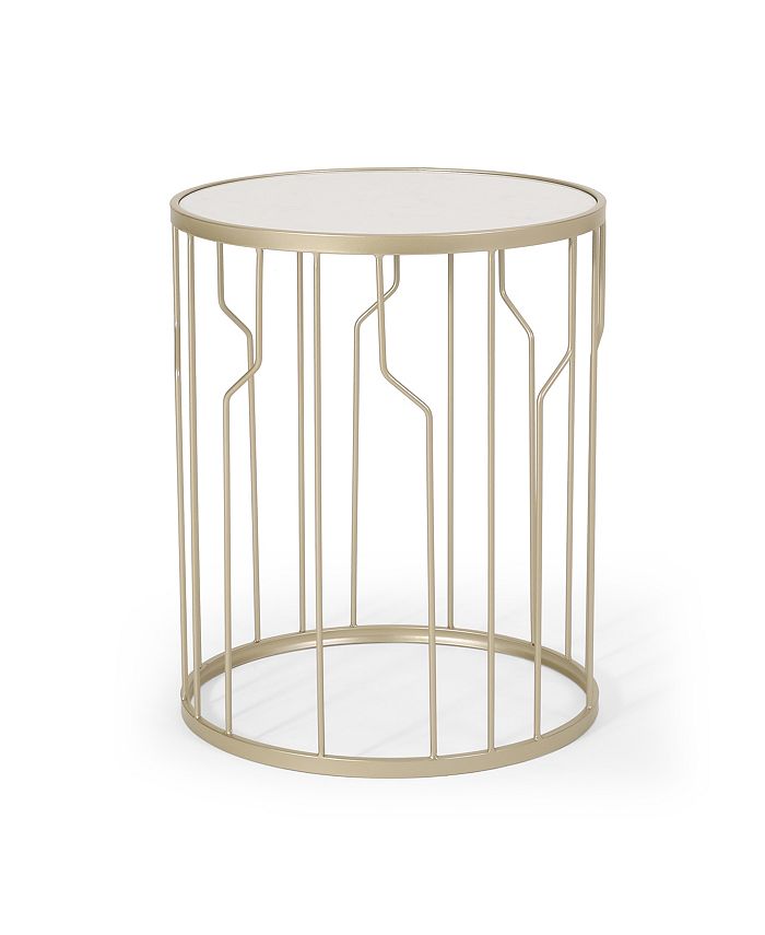 Simplie Fun Luxurious Modern Glam Side Table with Marble-Look Top and ...