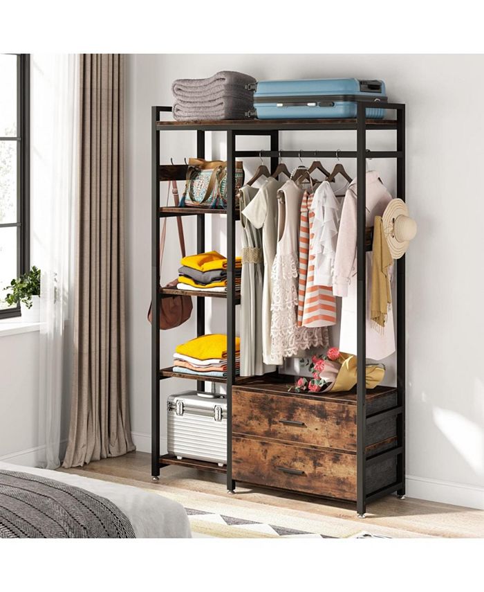 Tribesigns Freestanding Closet Organizer, Clothes Rack with Drawers and ...