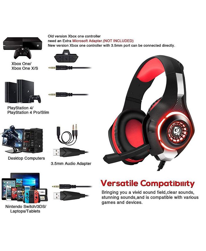 BOLT AXTION Wired Stereo Gaming Headset Over-Ear Headphones Mic LED ...